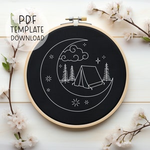 Camping Embroidery Pattern, Trees Embroidery Design, Summer Vacation ...