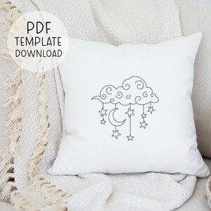 Cloud Embroidery Pattern Download, Celestial Embroidery, Moon and Stars ...