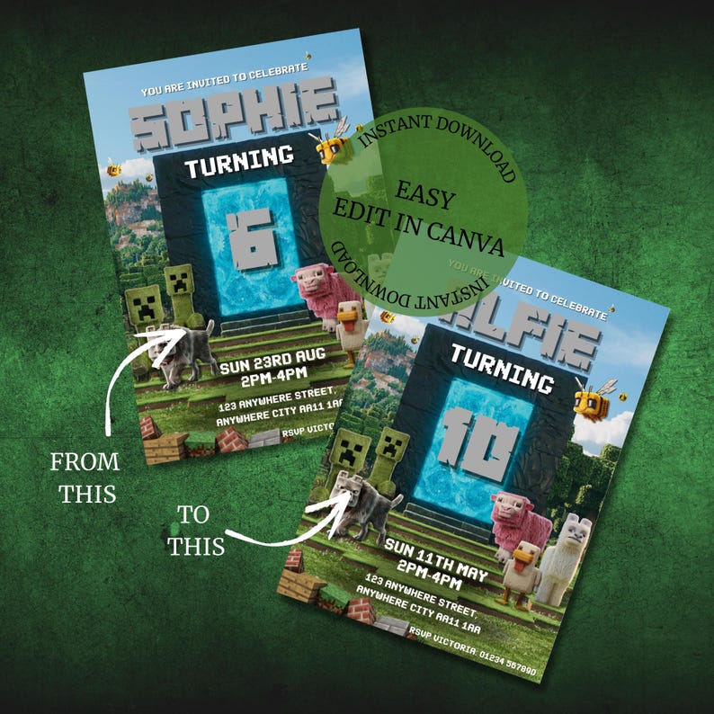 Epic Minecraft Movie Birthday Invitation | Minecraft Movie Birthday ...