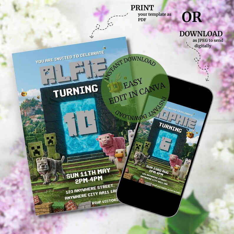 Epic Minecraft Movie Birthday Invitation | Minecraft Movie Birthday ...