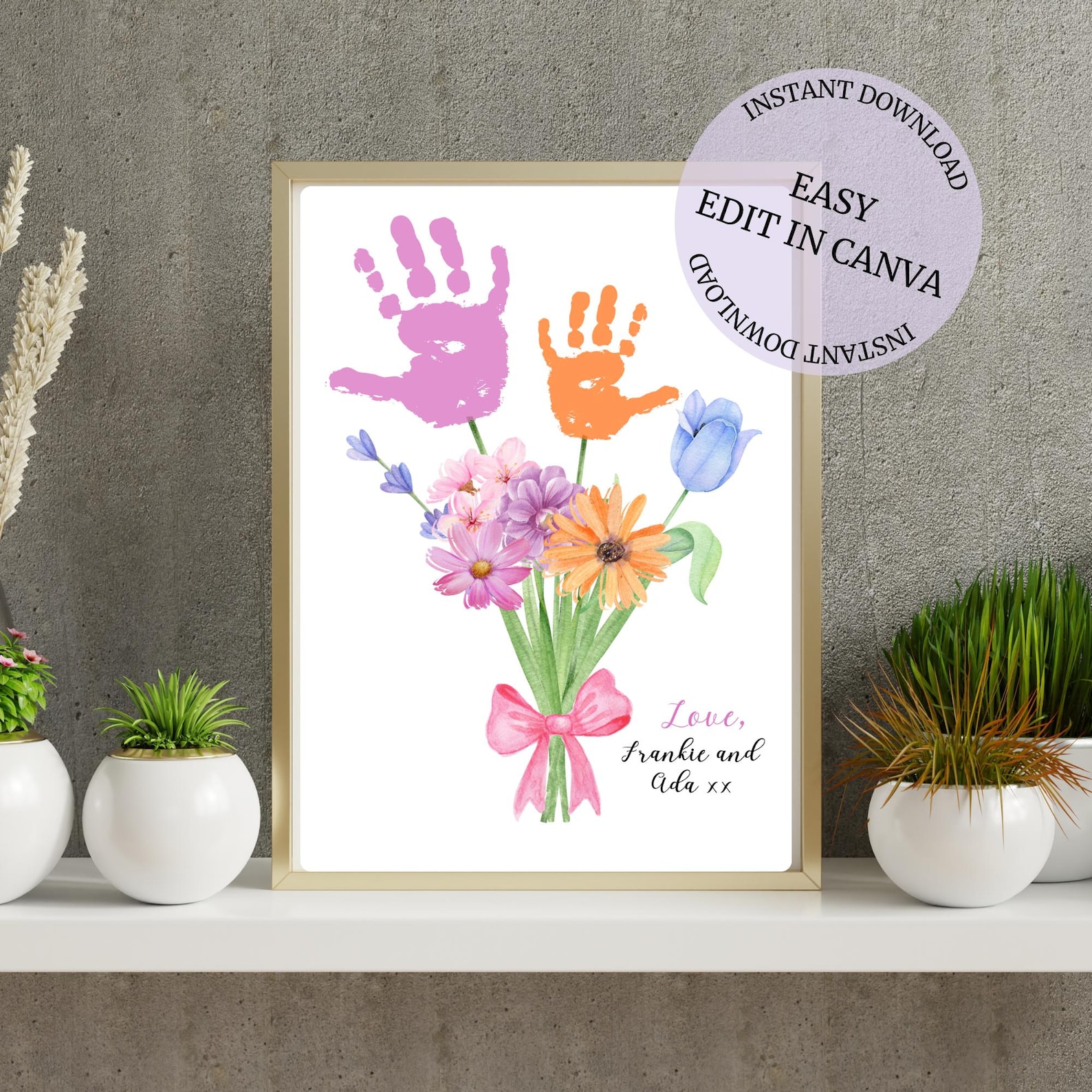 Handprint Flower Bouquet | Mother’s Day Keepsake | Printable Gift ...