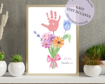 Handprint Flower Bouquet | Mother’s Day Keepsake | Printable Gift ...