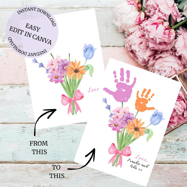 Handprint Flower Bouquet | Mother’s Day Keepsake | Printable Gift ...