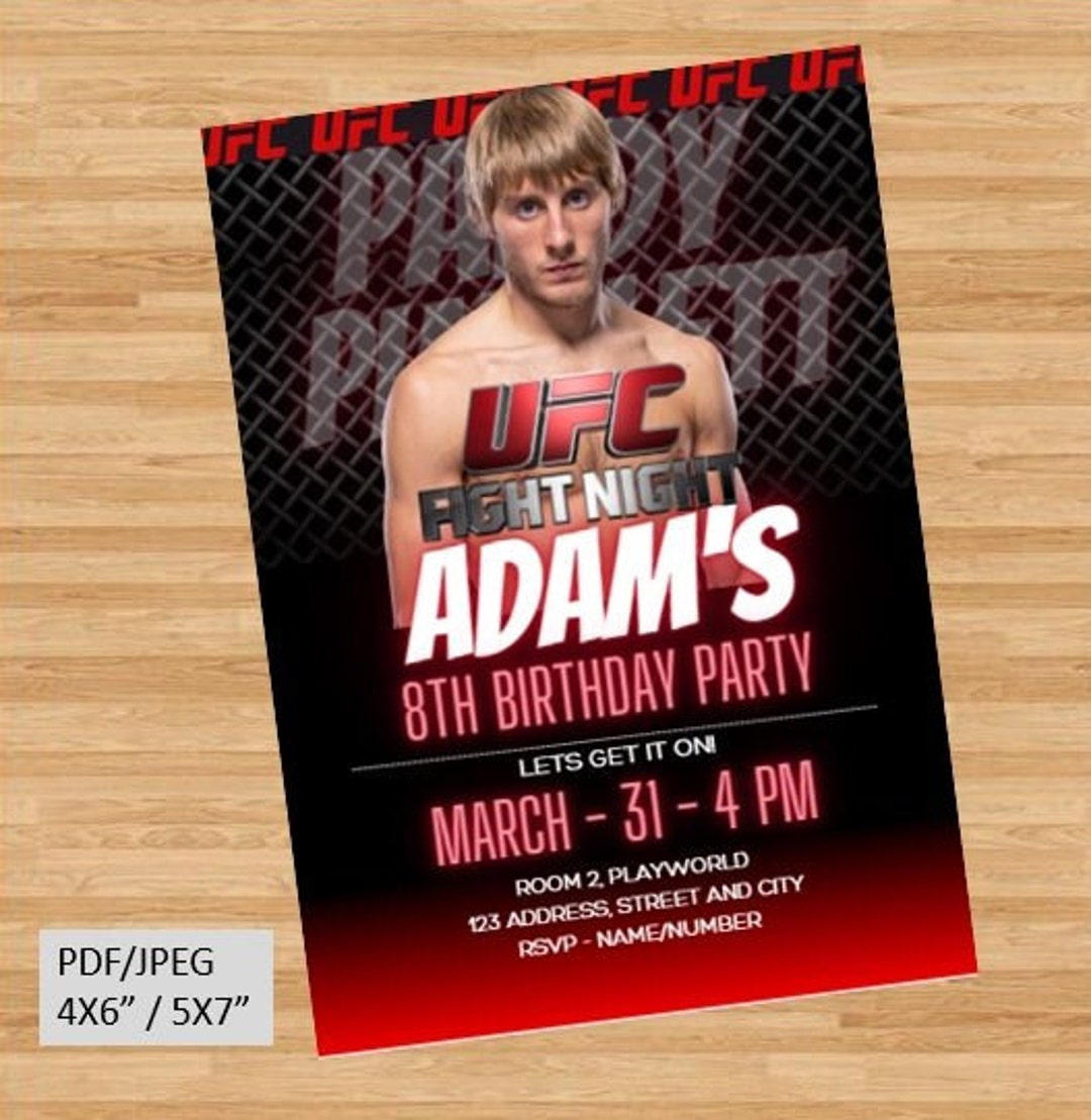 UFC Paddy 'the Baddy' Personalised Birthday Invitation - Digital - Etsy