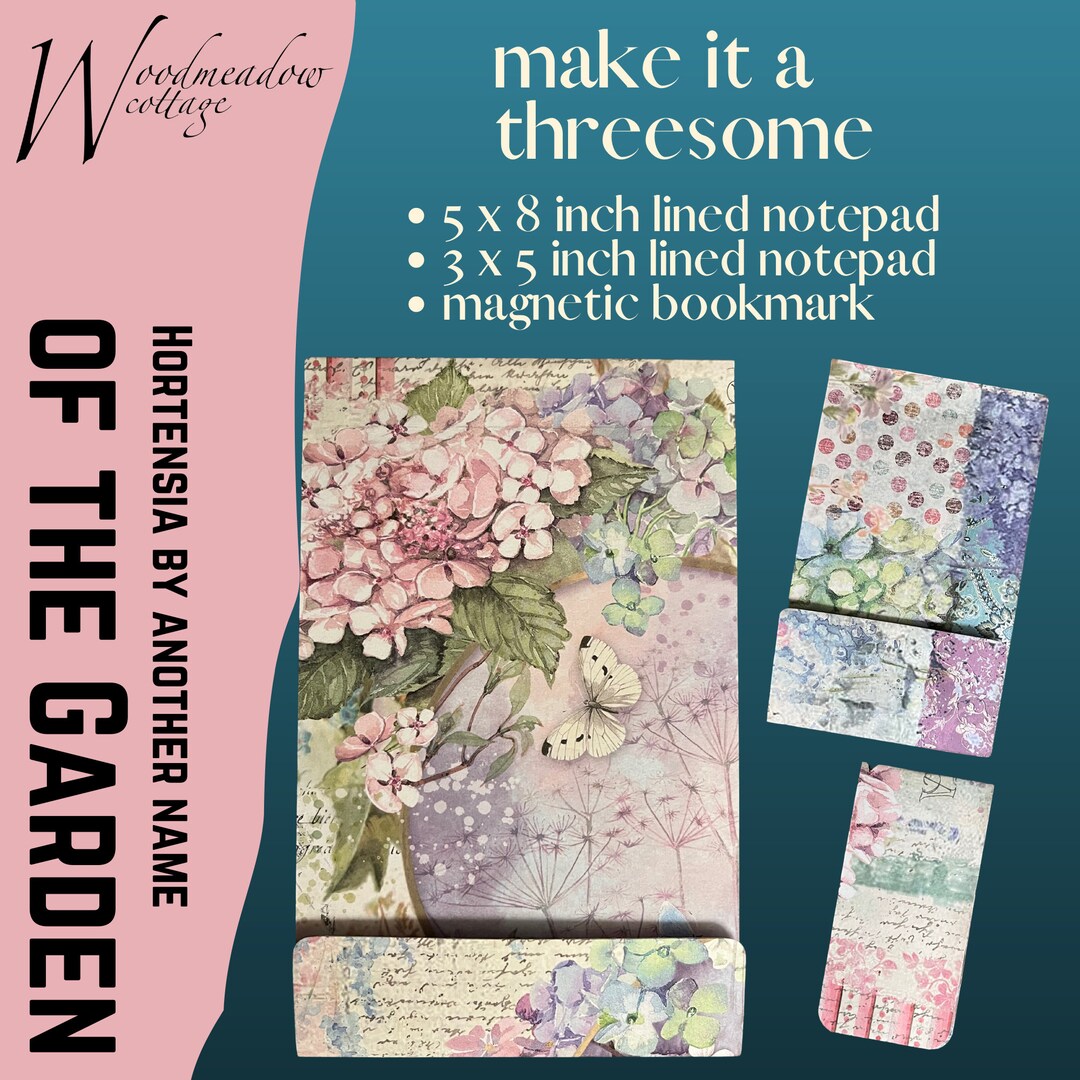 Vintage Garden Notepad Set, Floral Design, Magnetic Bookmark - Etsy