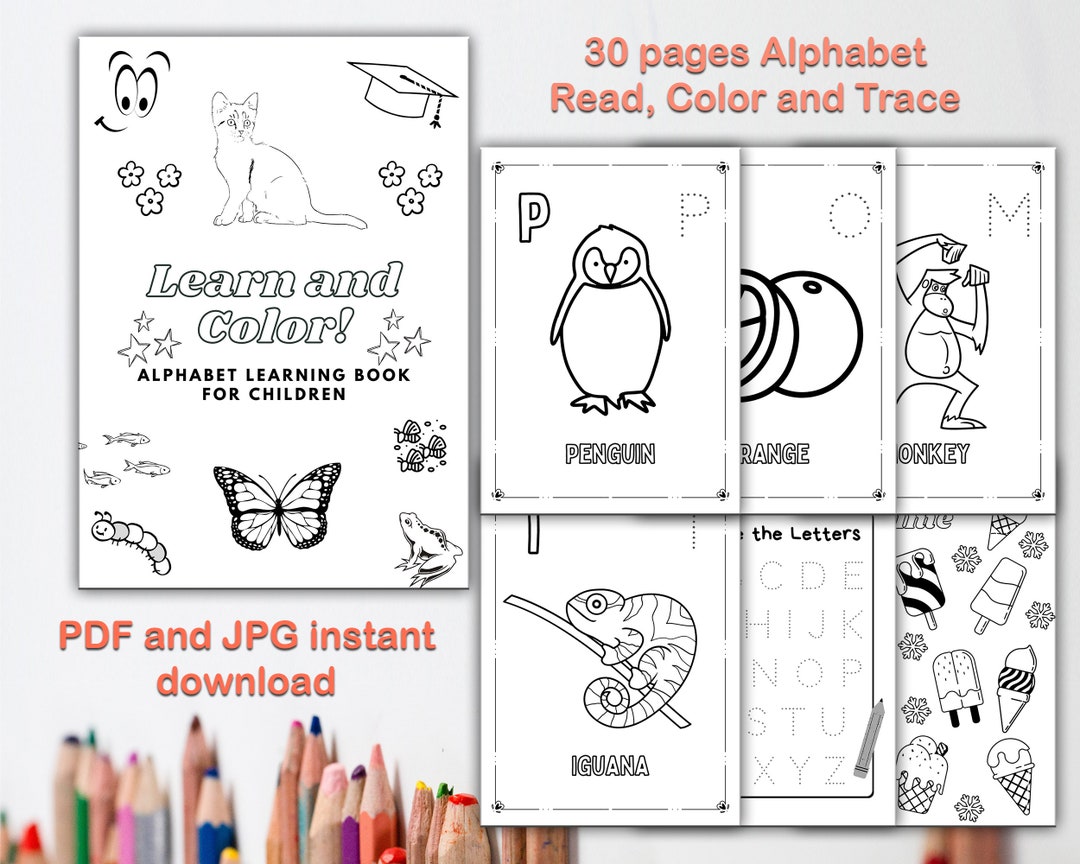 Children Coloring Book Alphabet Coloring Book Letter Trace Worksheets ...