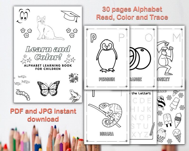 Children Coloring Book Alphabet Coloring Book Letter Trace Worksheets ...