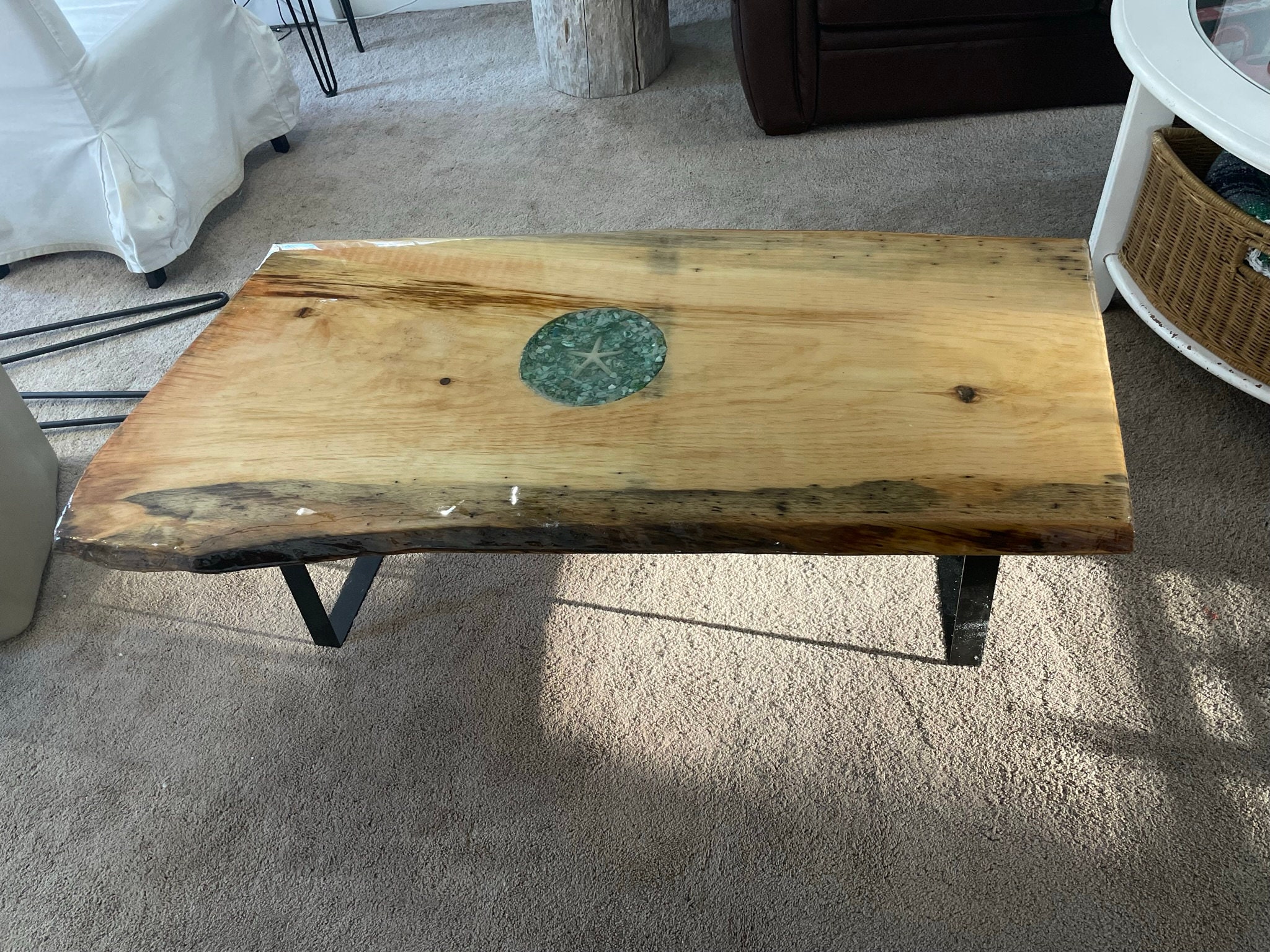 Live Edge Epoxy Nautical Table - Etsy
