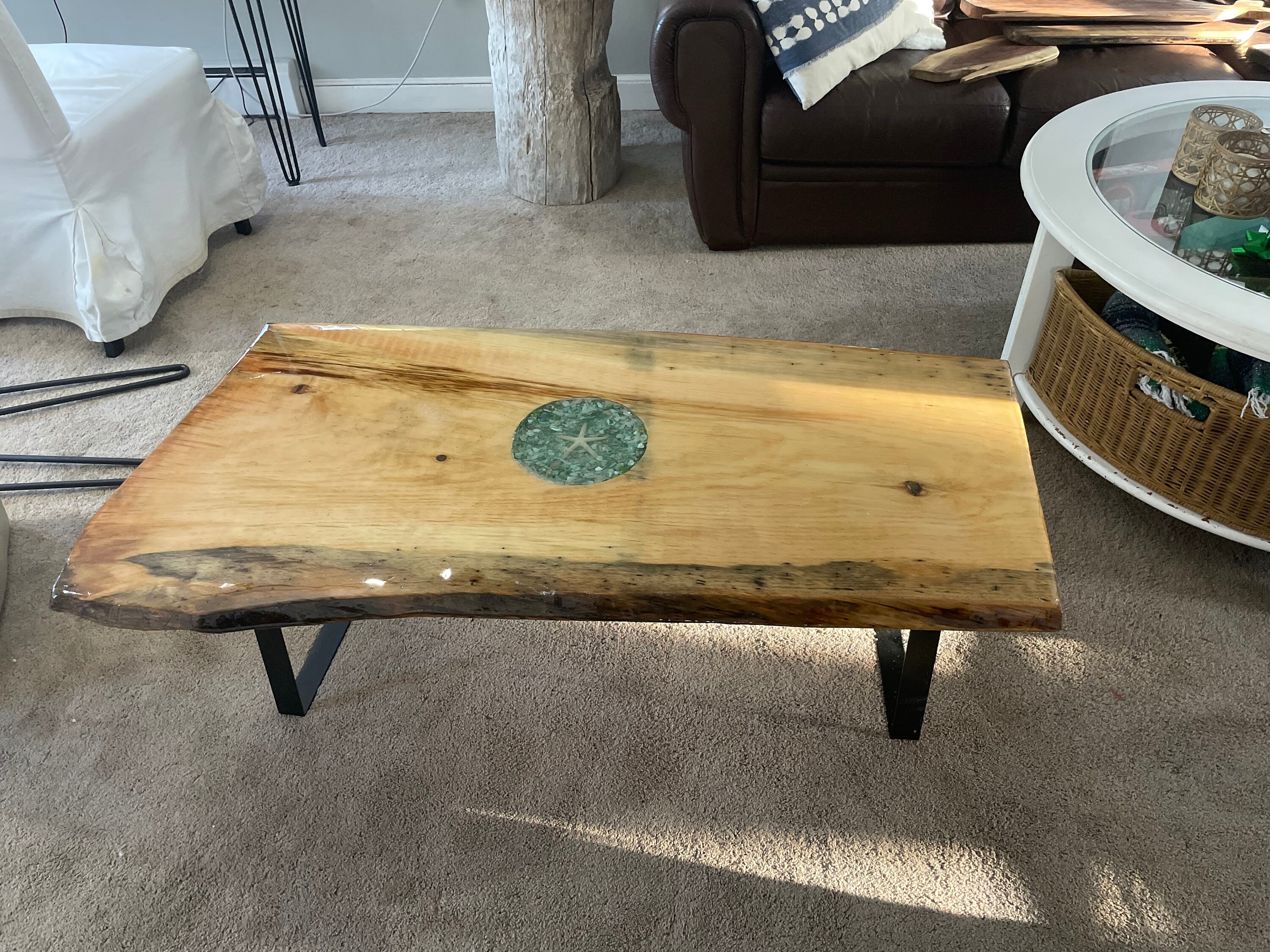 Live Edge Epoxy Nautical Table - Etsy