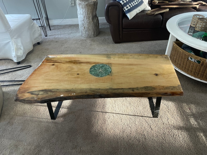 Live Edge Epoxy Nautical Table - Etsy