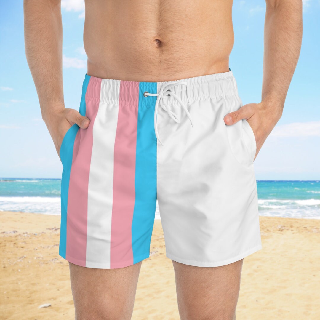 Trans Pride White Swim Trunks - Etsy