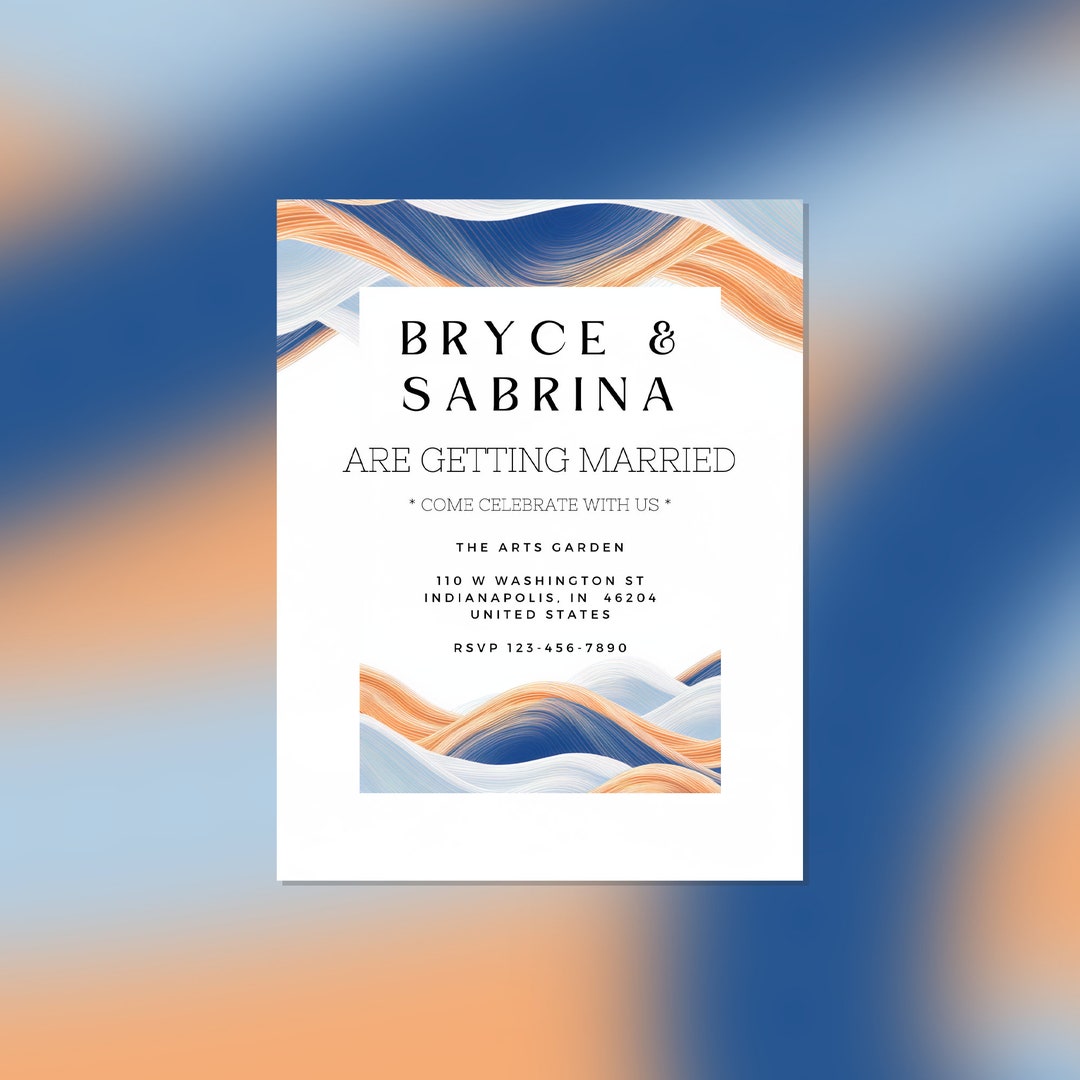 Editable Waveform Wedding or Birthday Invitation Clean Mature Simple ...