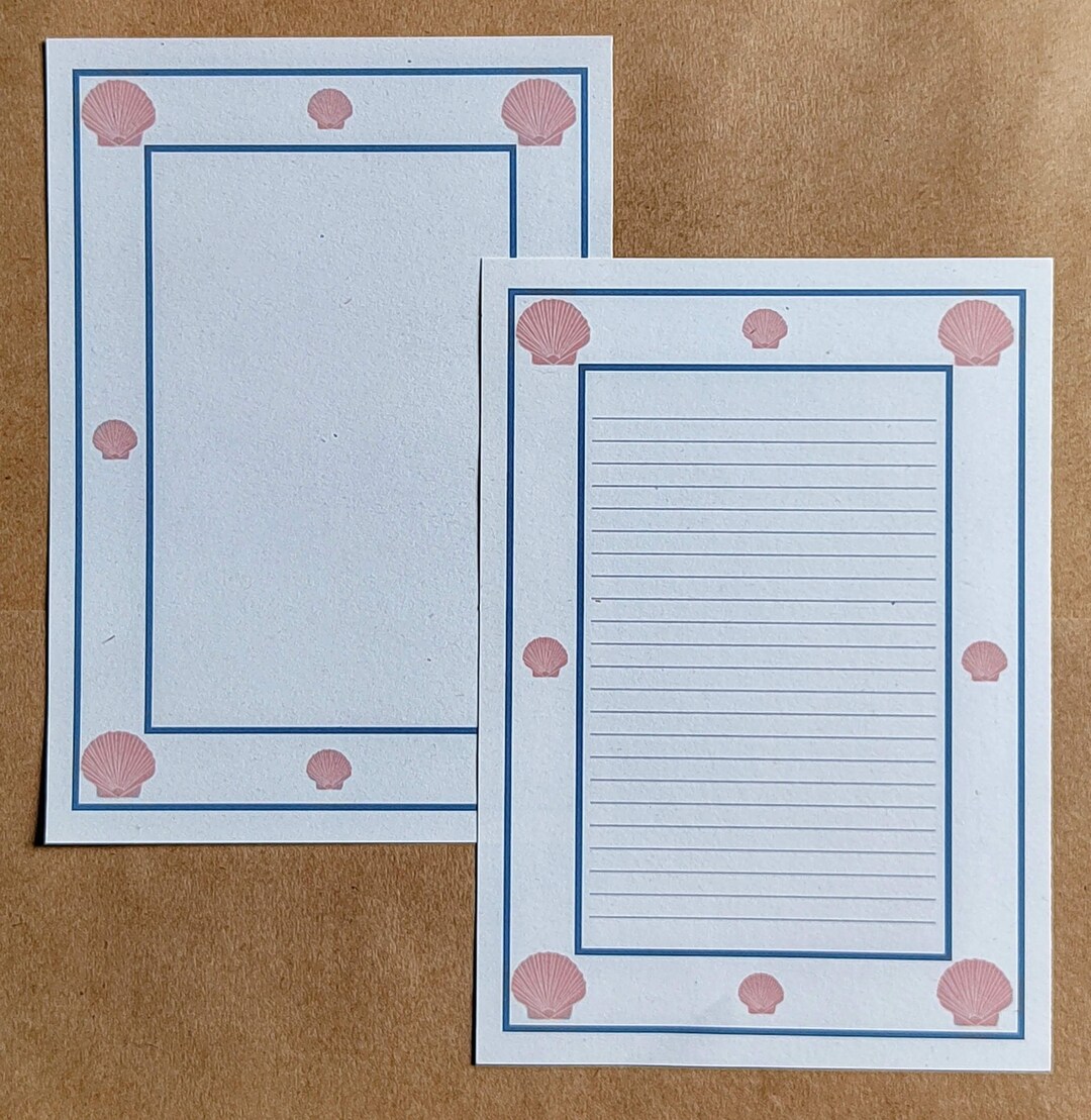 A5 Writing Paper - Shell - Stationery Gift - Penpal - Beach - Lined ...