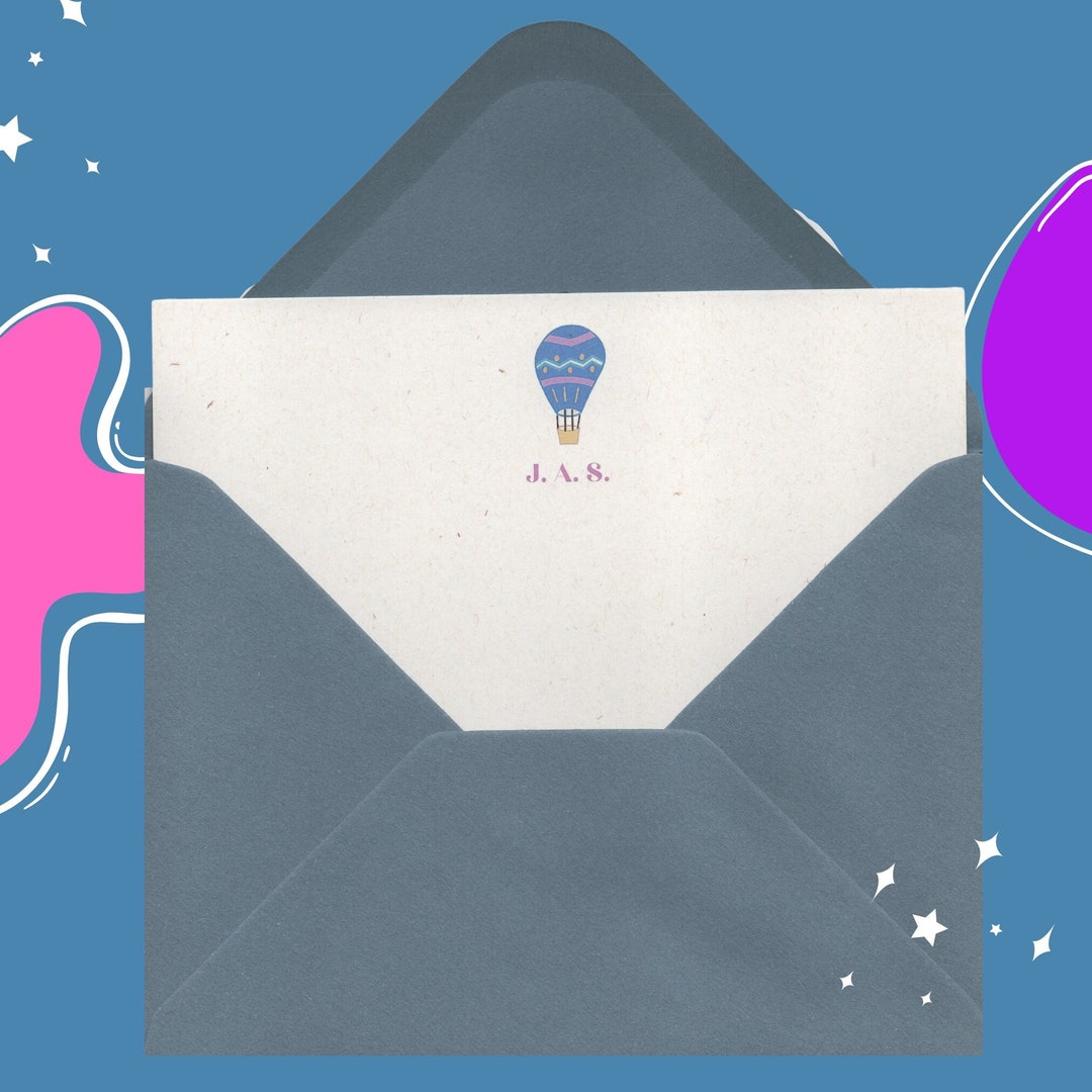 Hot Air Balloon Note Card Personalised Cards Personalised Stationery ...