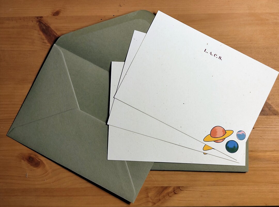 Space Themed Note Cards Custom Stationery Stationery for Kids Planet ...