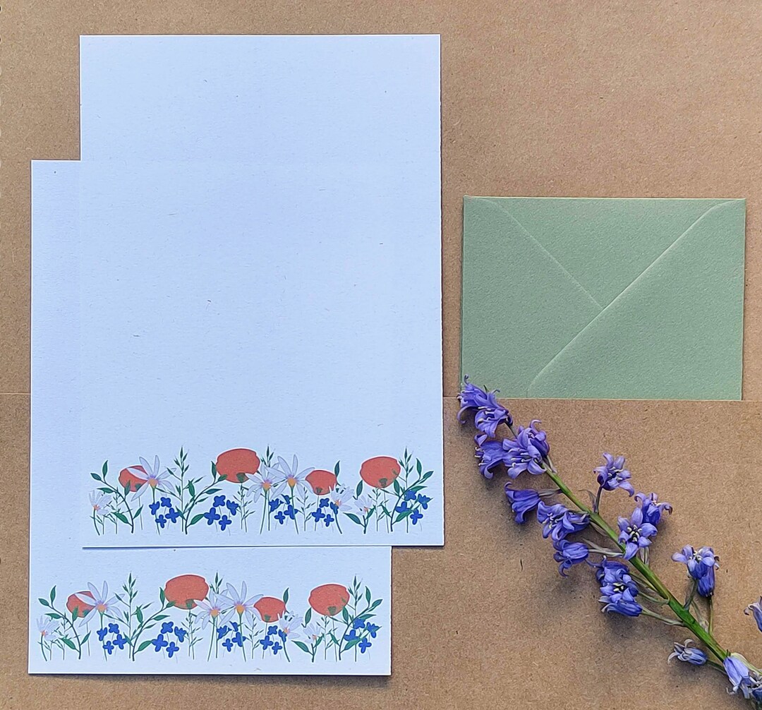 A5 Writing Paper and Envelopes - Wildflower - Stationery Gift - Penpal ...