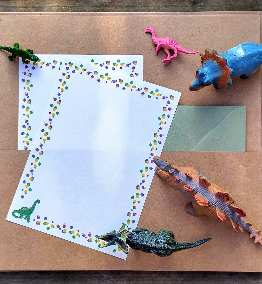 Writing Paper Set - Dinosaur Gift for Kids - Note Paper and Envelopes ...
