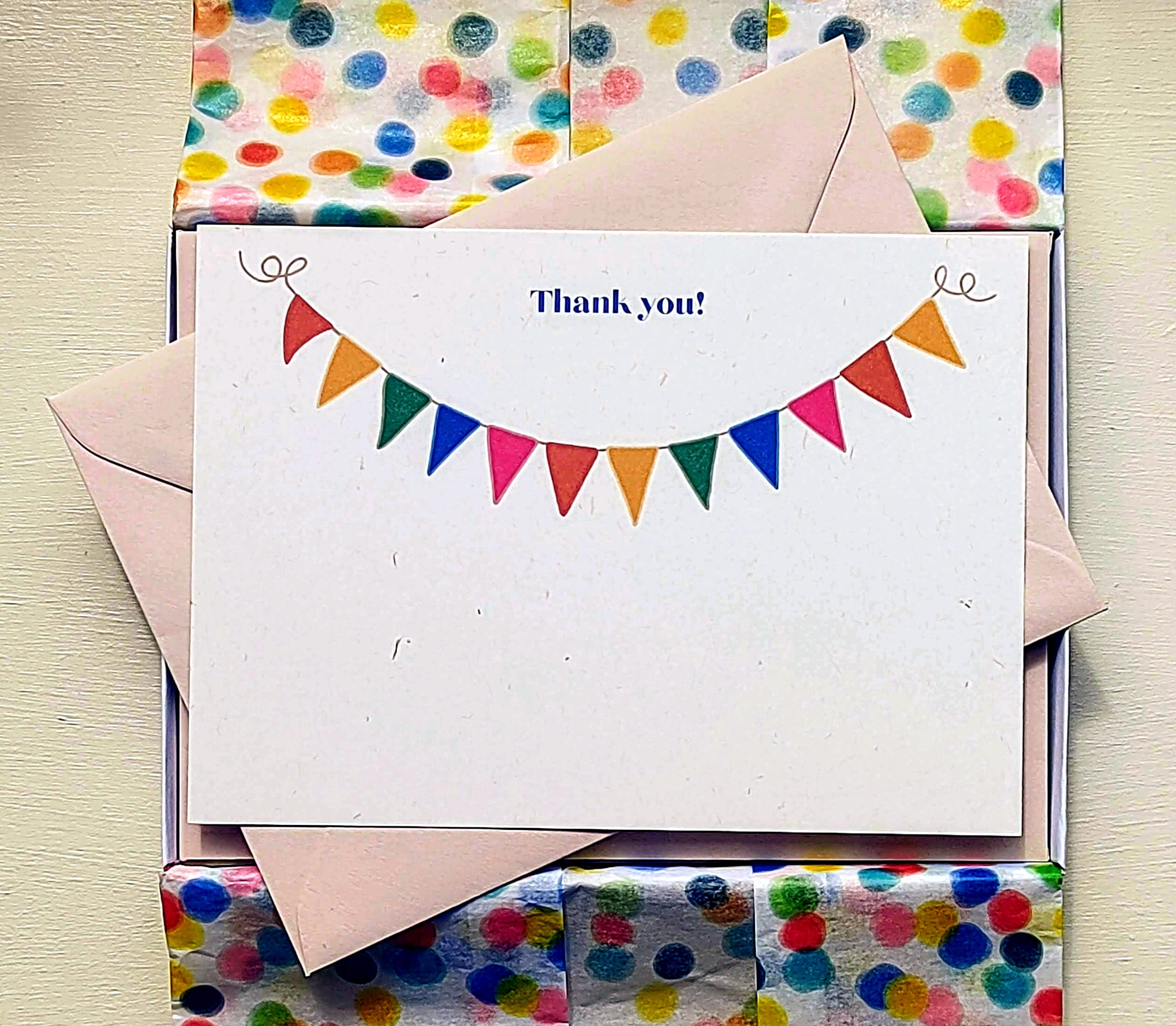 Personalised Thank You Cards: Bunting Design, Handmade Stationery Set ...