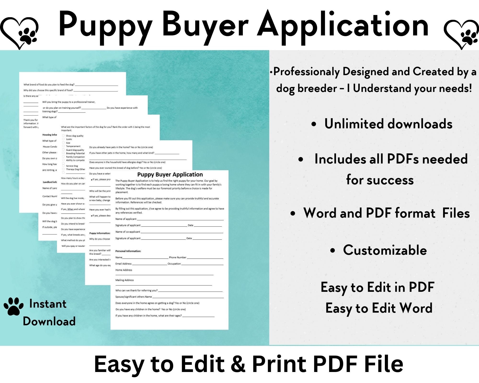 Puppy Application Template Dog Birth Certificate Template, Puppy Birth
