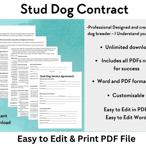 Stud Service Contract Template - Etsy
