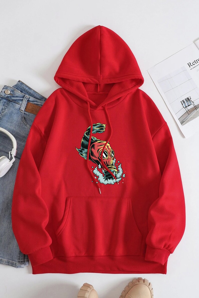 Environmental Pollution Themed Red Women's Hoodie Oversize - Etsy