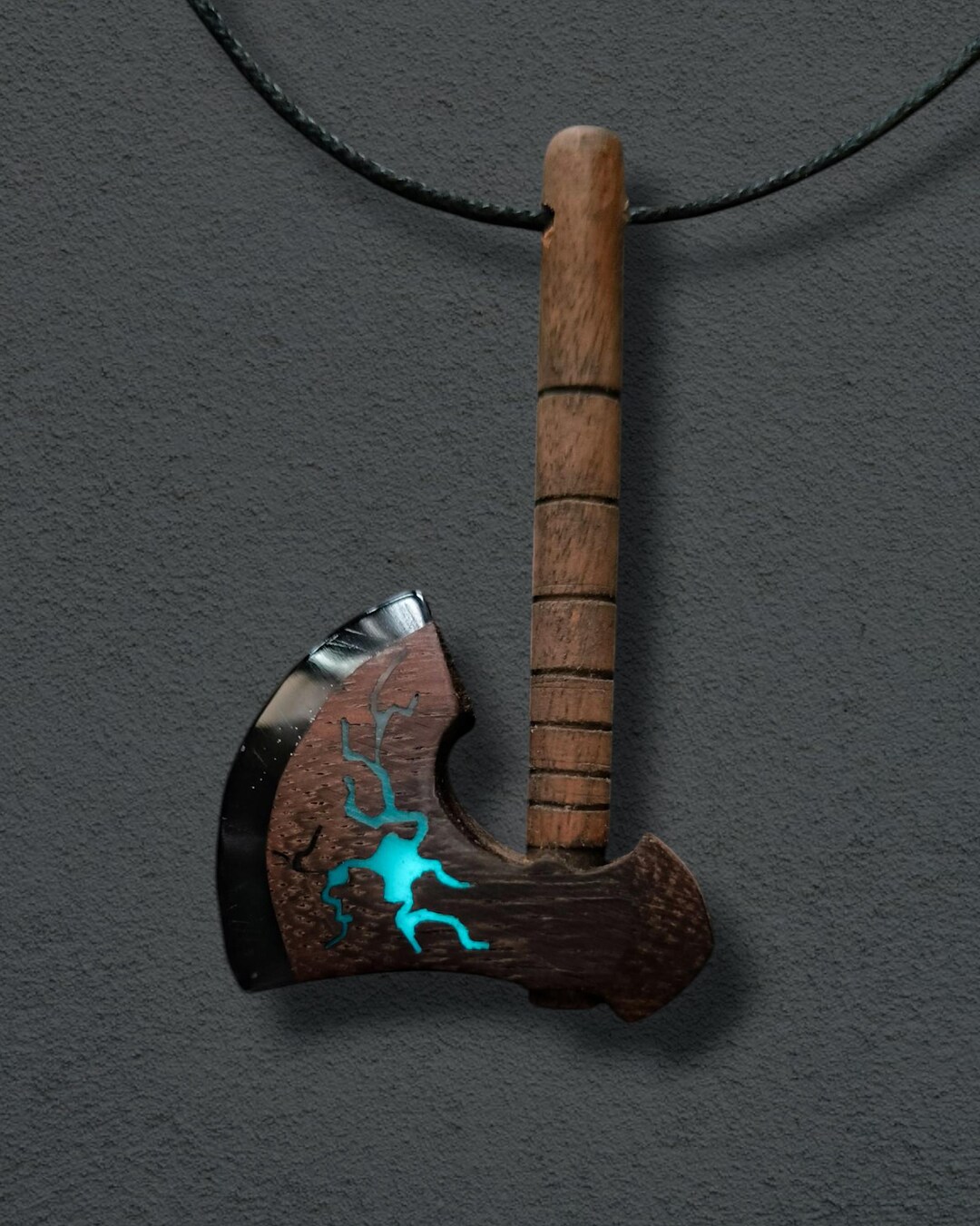 Wood Resin Pendant Lightning Axe Glow in the Dark - Etsy