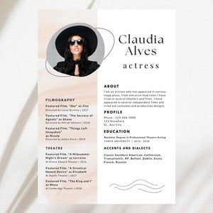 Actor Resume Template, Fully Editable and Customizable Actress Resume ...