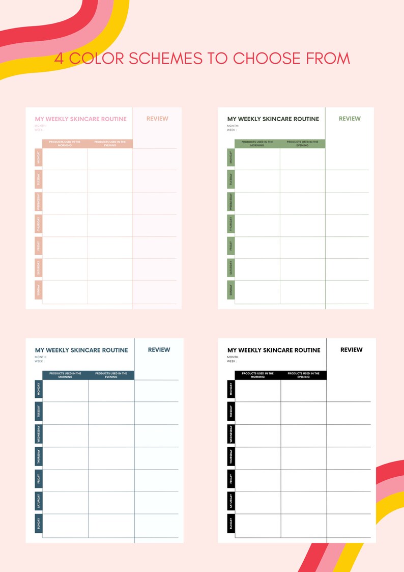 Simple Minimalist Weekly Glow up Skincare Planner Bundle - Etsy