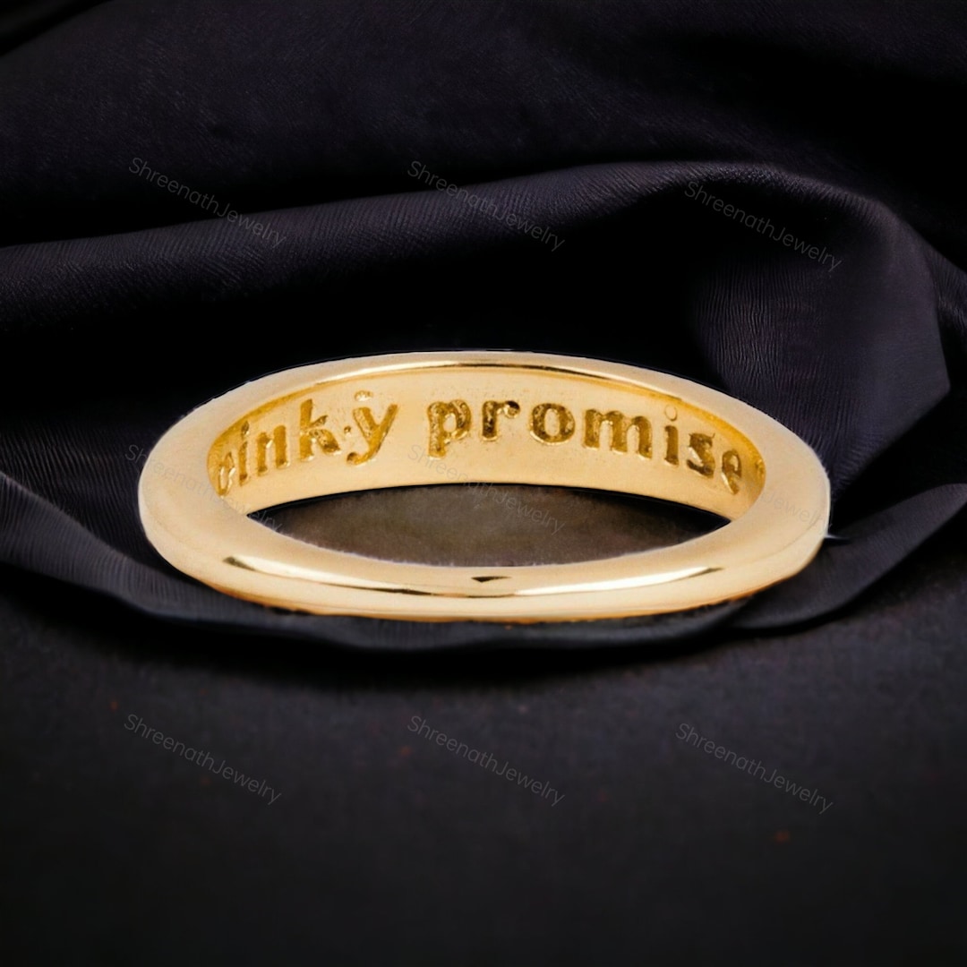 Solid Yellow Gold Pinky Promise Ring Unique Stacking Charming Ring ...