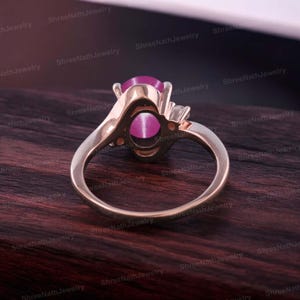 Star Ruby Diamond Ring 14K Solid Gold Ring, Lindy Star Ring Accent ...