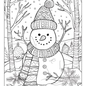 Winter Snowman Coloring Pages: 100 Fun Scenes (PDF & PNG) - Etsy
