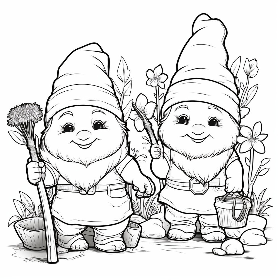 Five Great Gnomes to Color - Etsy