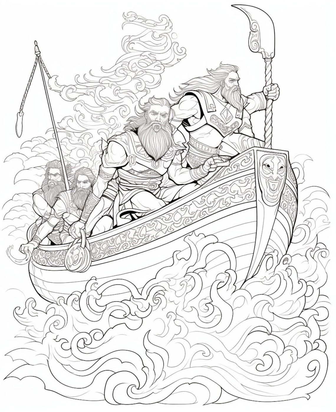 Set of 122 Viking Coloring Pages - Nordic Warriors, Ships, and More ...