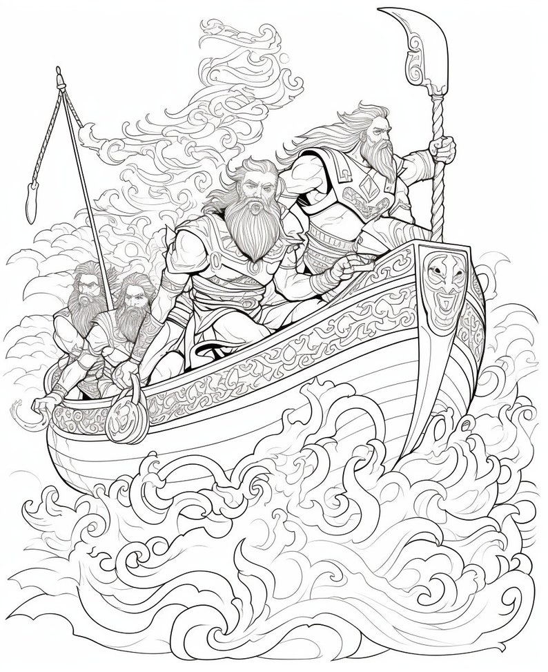 Set of 122 Viking Coloring Pages - Nordic Warriors, Ships, and More ...
