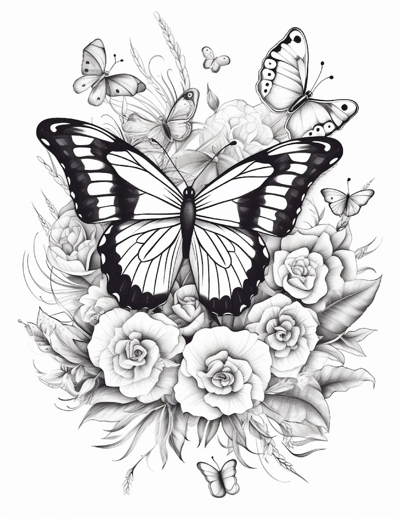 Butterfly & Flower Coloring Pages: 211 Intricate Designs (PDF Download ...