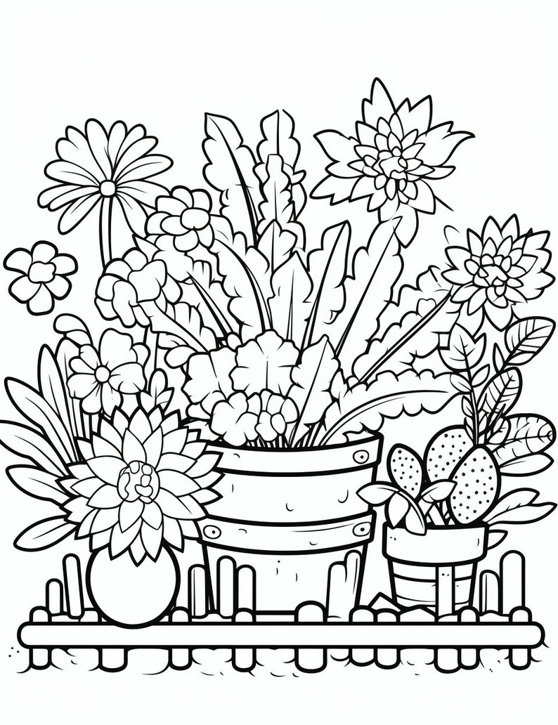 10 X Garden Flower Pages to Color - Etsy