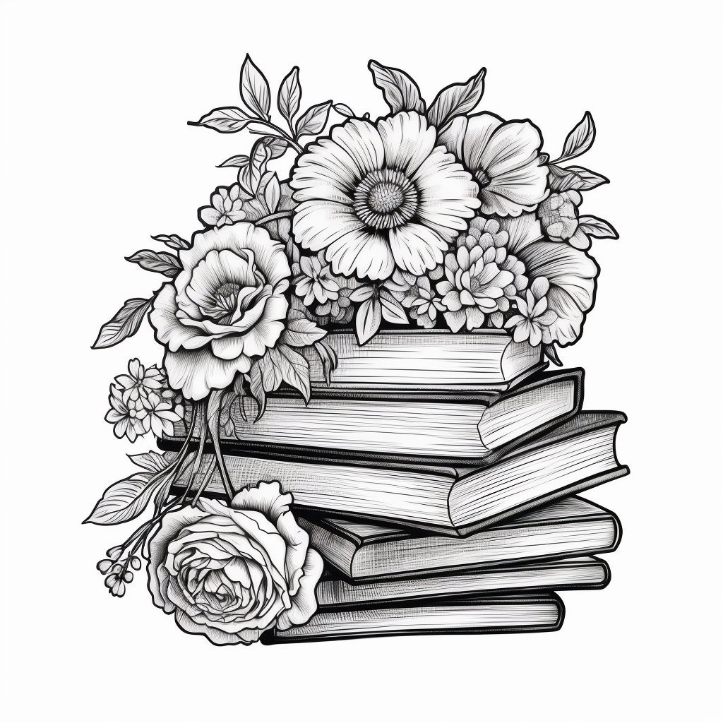 186 Books & Flowers Pages to Color - Printable PDF Collection - Etsy