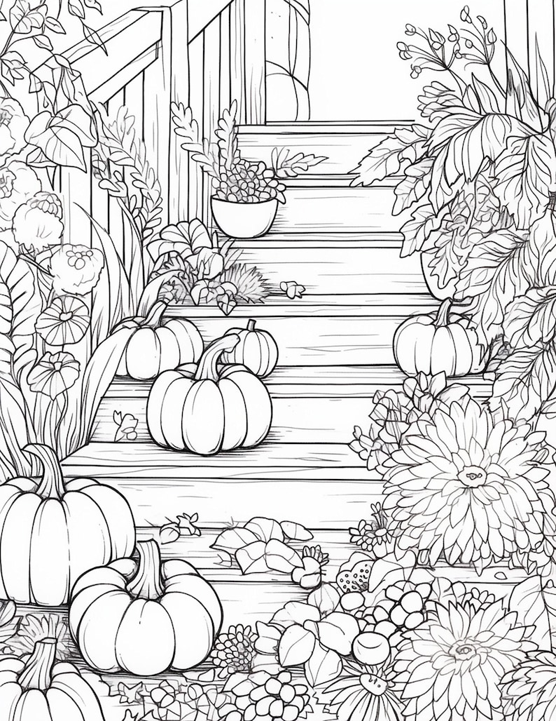110 Cozy Autumn Coloring Pages | Instant Download PDF With Link to JPG ...