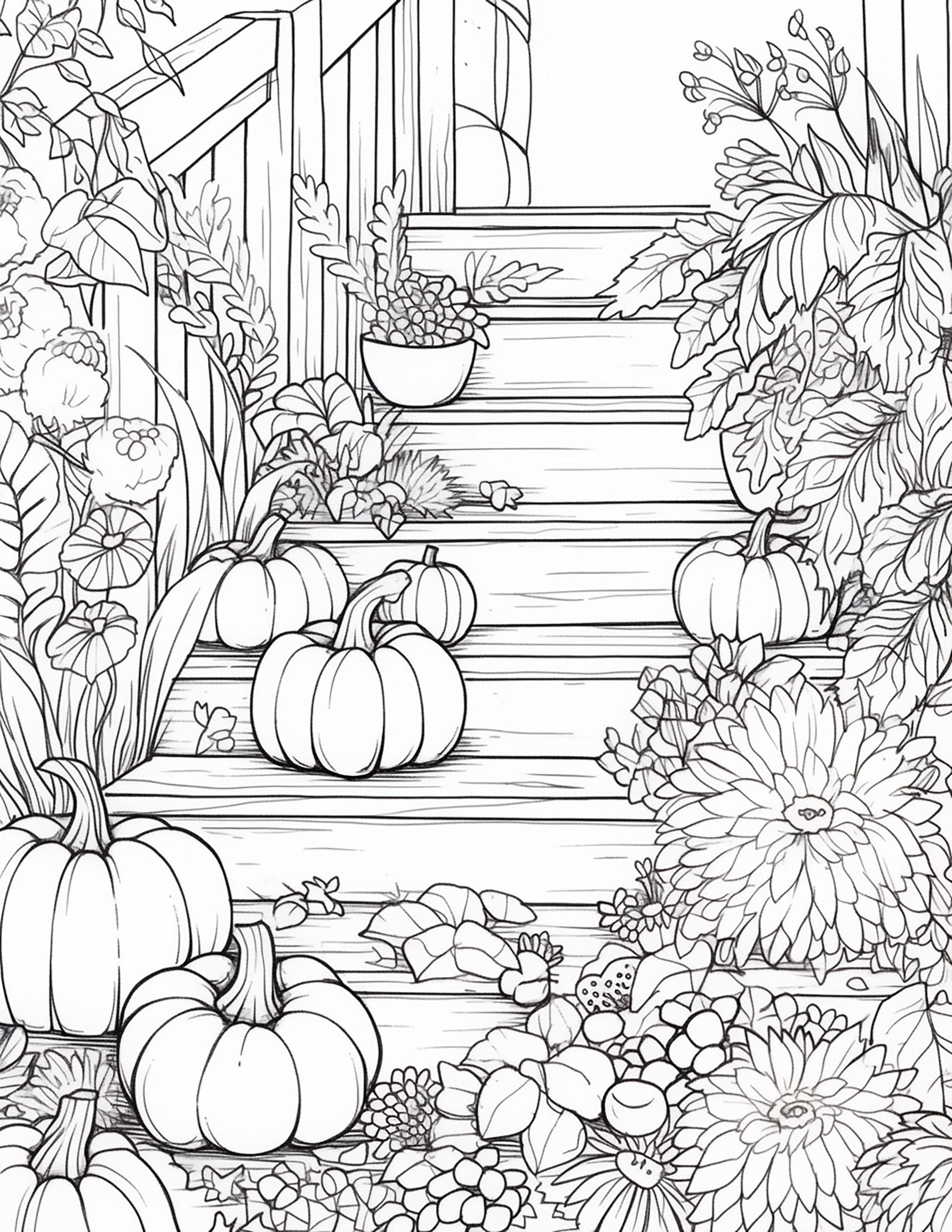 110 Cozy Autumn Coloring Pages | Instant Download PDF With Link to JPG ...