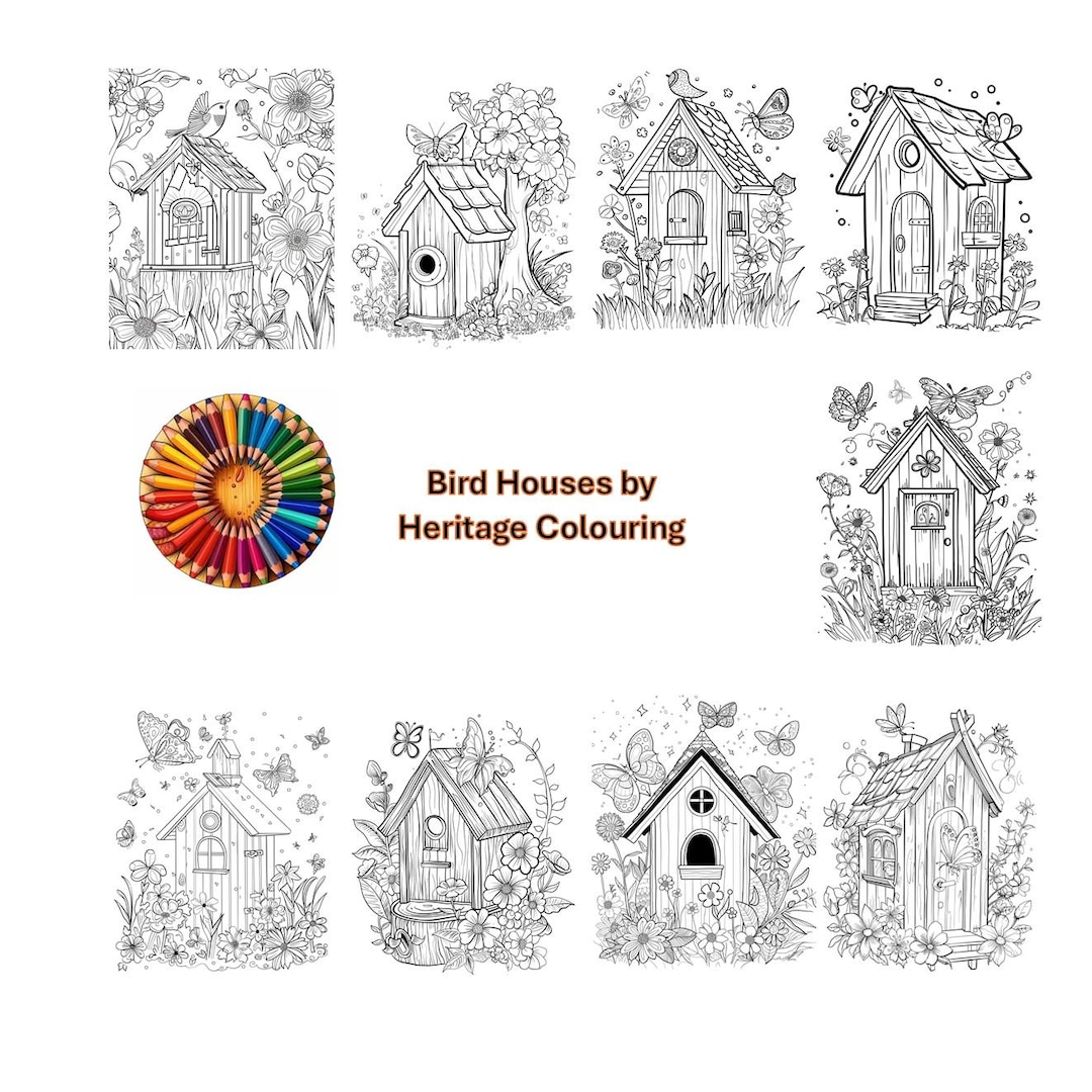 130-page Bird House Coloring Book PDF With Bonus JPG Downloads ...