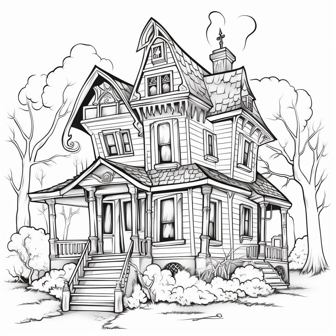 Digital Haunted House Coloring Pages - Set of 127 Instant Download ...