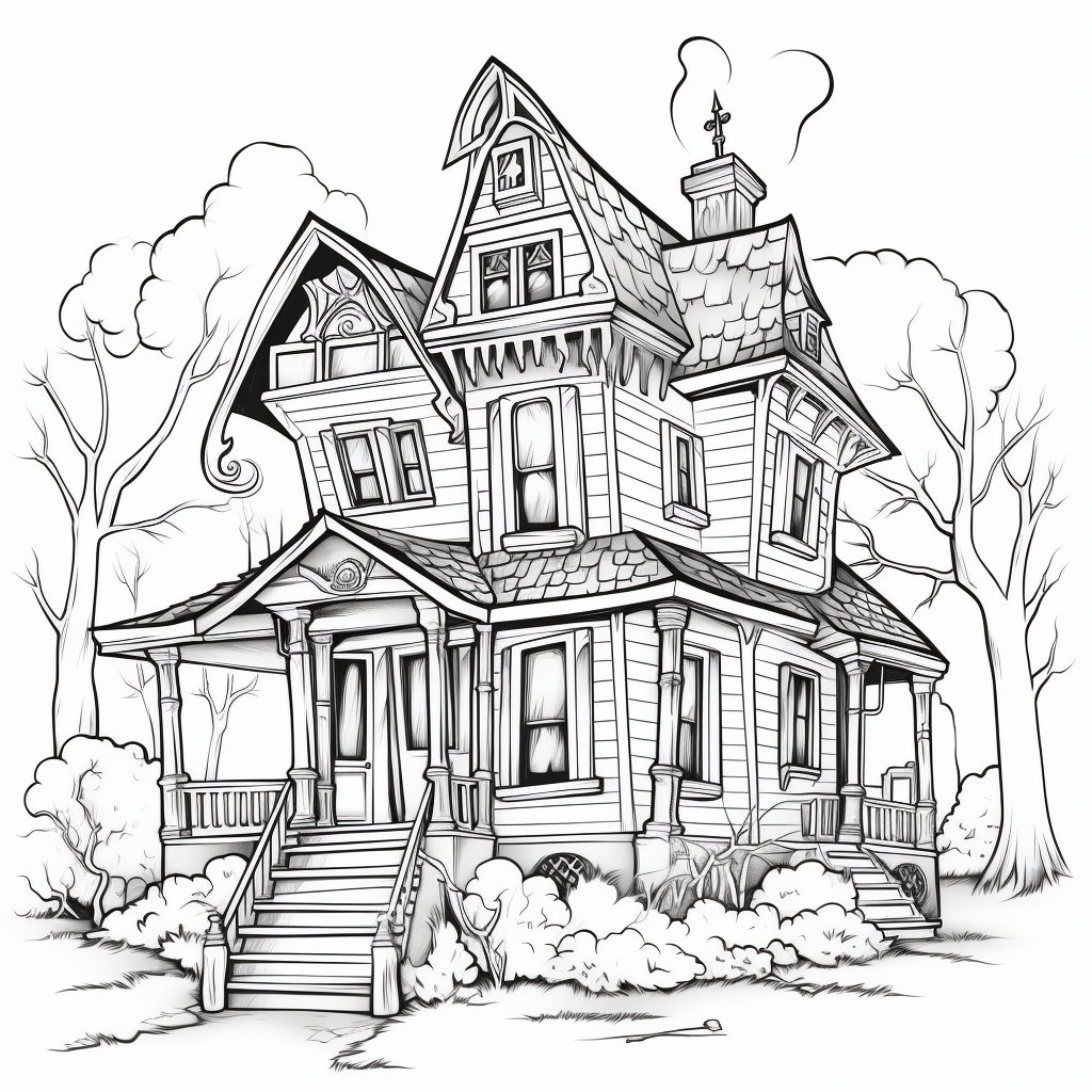 Digital Haunted House Coloring Pages - Set of 127 Instant Download ...