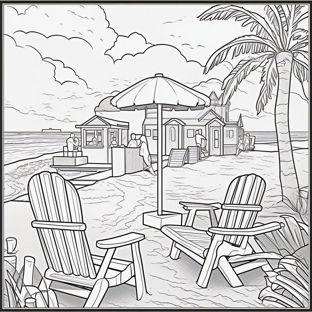 Beach Bliss: 10 Printable Coloring Pages for Relaxing Coastal Scenes - Etsy