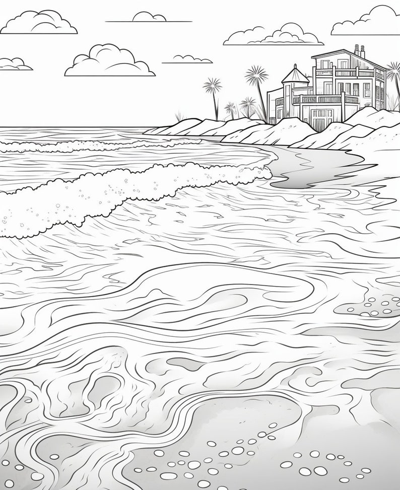 Beach Bliss: 10 Printable Coloring Pages for Relaxing Coastal Scenes - Etsy