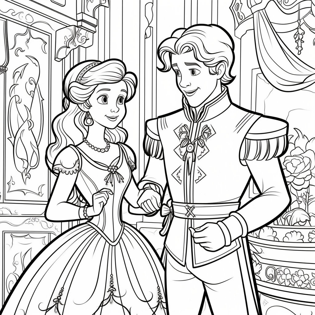 Princes and Princesses Printable Coloring Pages - Etsy