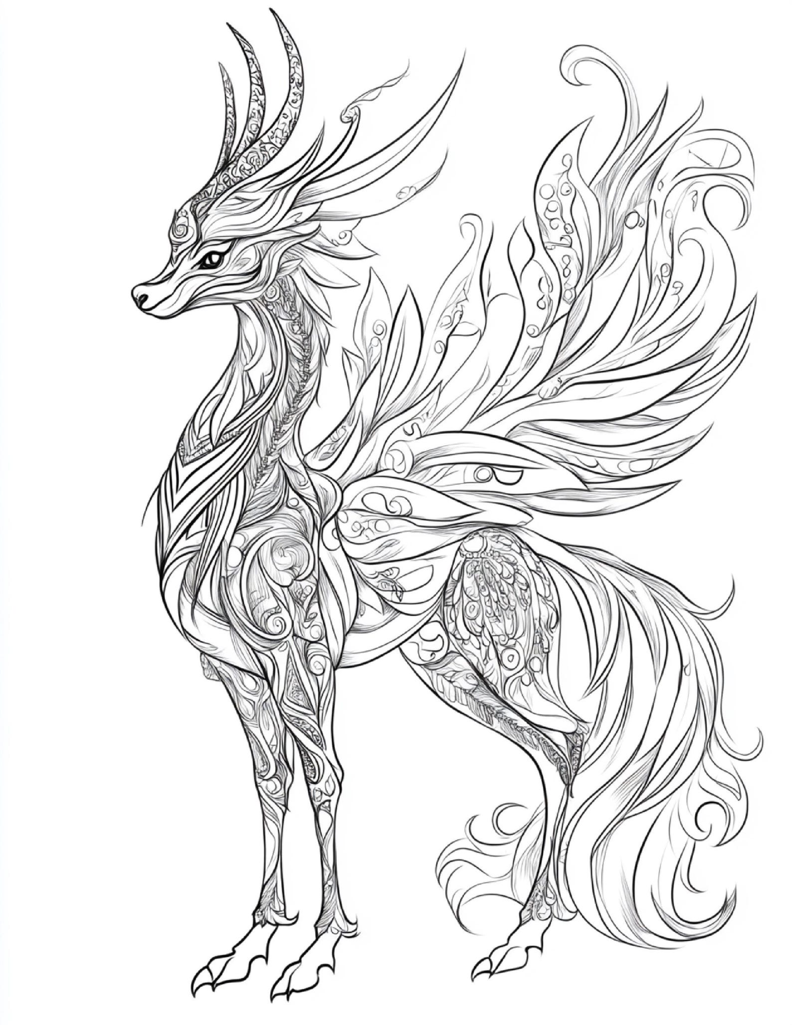 100 Animals & Mythical Creatures Coloring Pages | 250 JPG and PNG Files ...