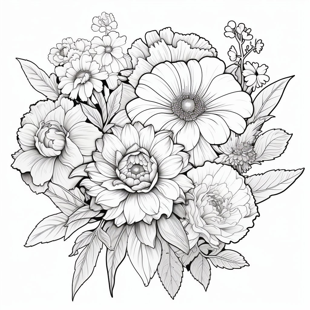 Flower Coloring Pages: 700 Botanical Designs (PDF) - Etsy