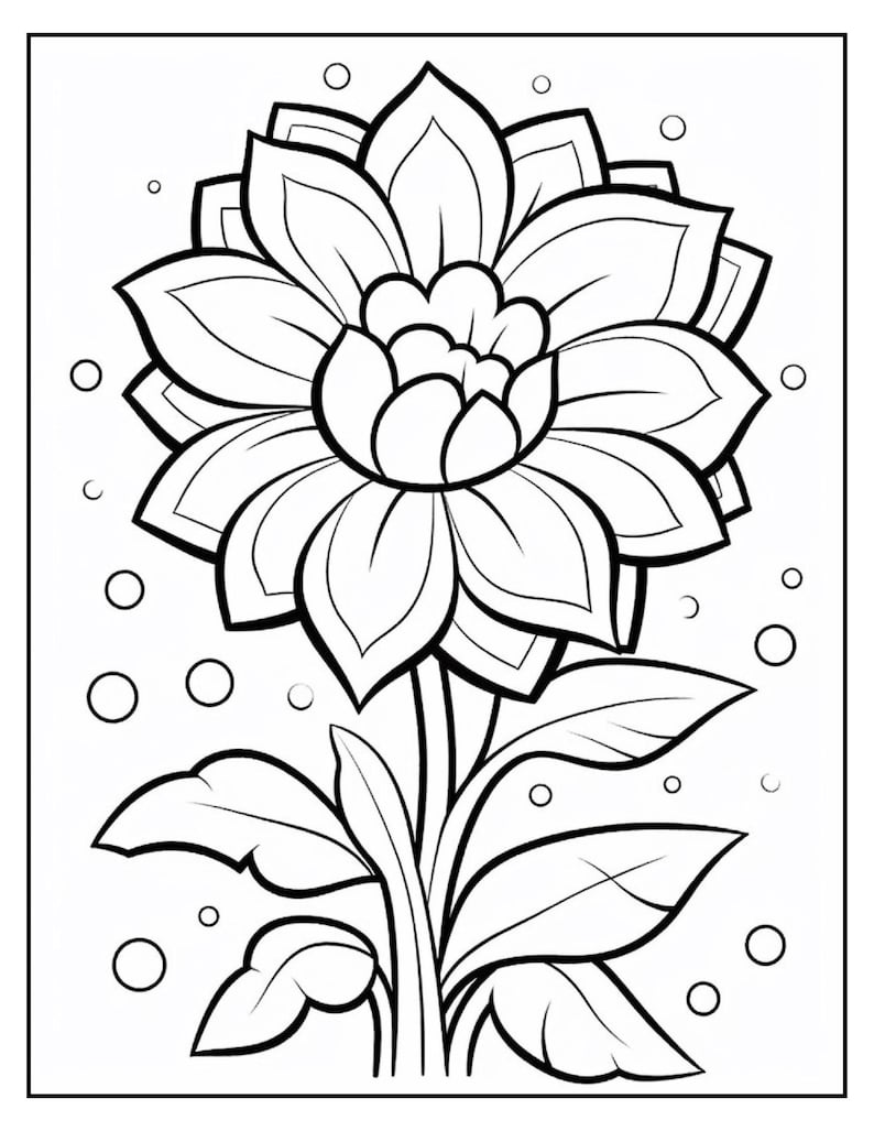 53 Easy Flower Coloring Pages Instant PDF Download Relaxing Floral ...