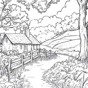 100 Countryside Scenes Coloring Pages | Printable Rural Landscape Art ...