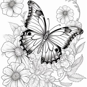 Butterfly & Flower Coloring Pages: 211 Intricate Designs (PDF Download ...